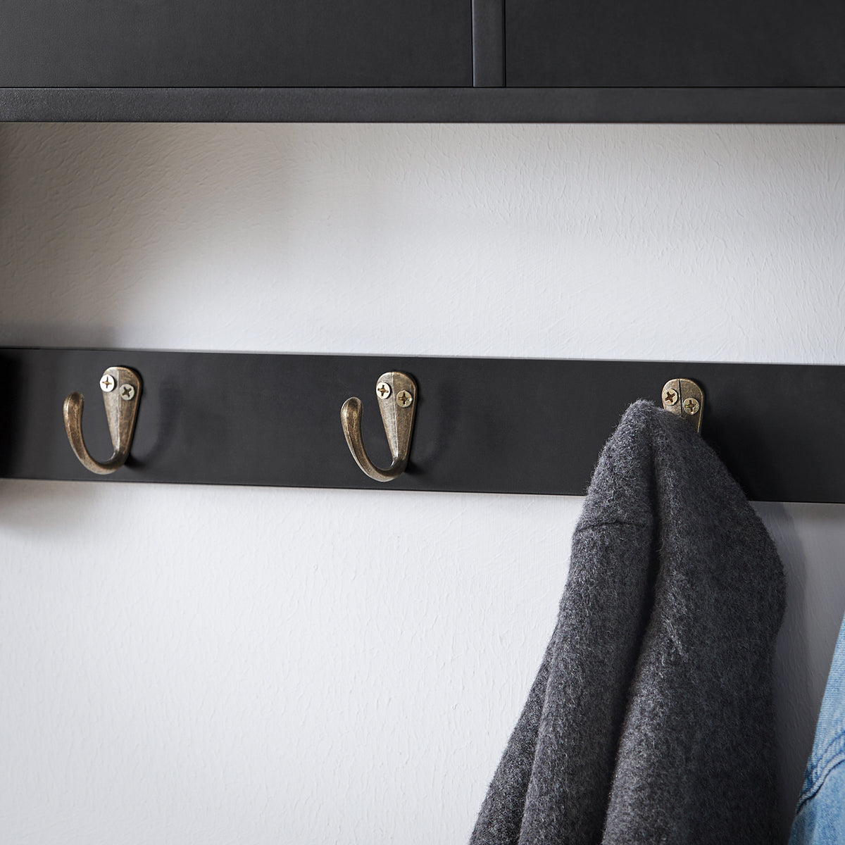 SoBuy FRG178-SCH Estantería moderna de pared con 5 ganchos y 2 cajones ...