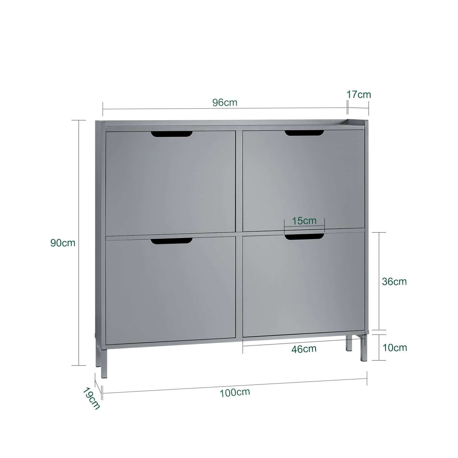SoBuy FSR100-HG Zapatero Estrecho con 4 Solapas Gris– SoBuy-ES